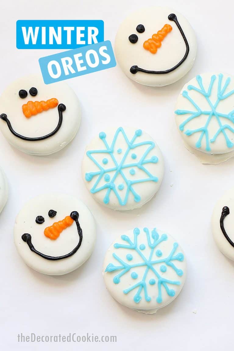SNOWFLAKE AND SNOWMAN OREOS for an easy holiday treat