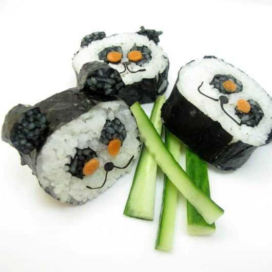 Panda sushi: How to make and roll vegetarian panda sushi.