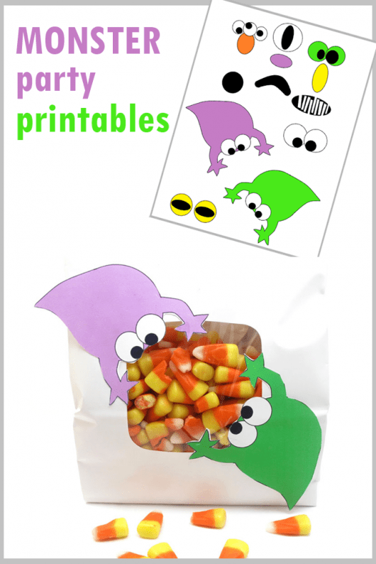 Monster party favor bags for Halloween with free printables