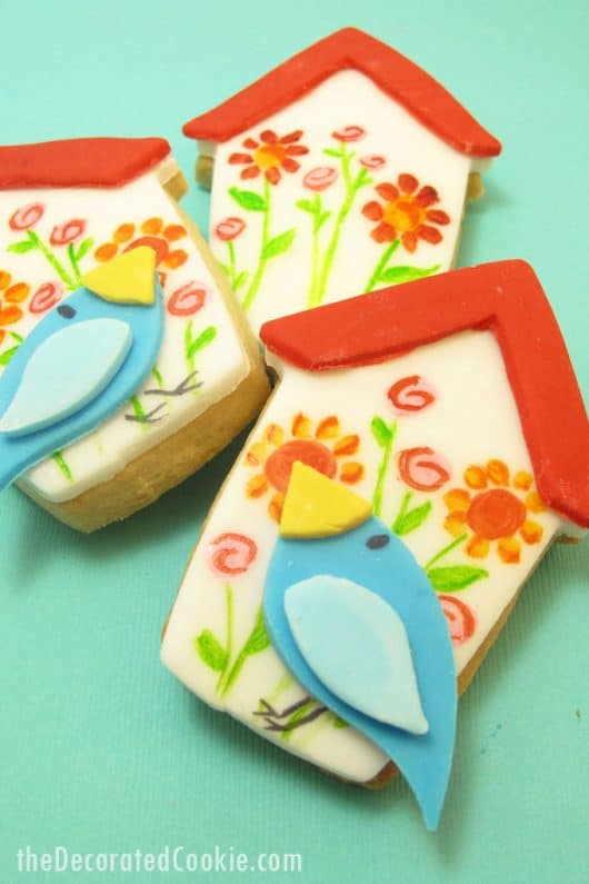 birdhouse cookies and bird cookies: How to paint on cookies
