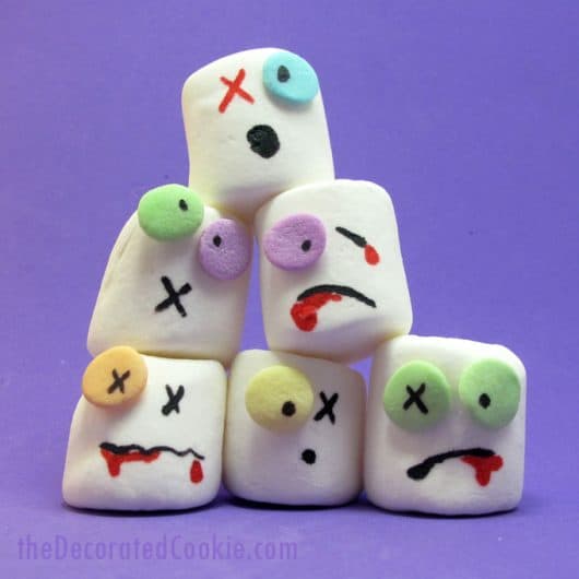 Zombie marshmallows! The original, fun Halloween treat on a stick.
