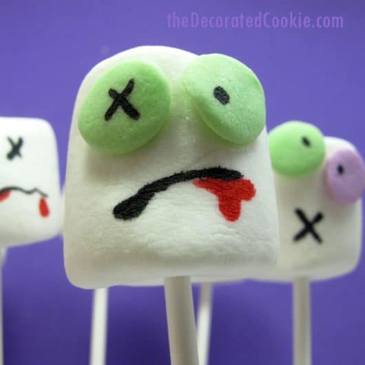 Zombie marshmallows! The original, fun Halloween treat on a stick.