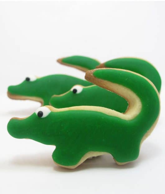 preppy cookies - how to decorate pink and green and alligator cookies