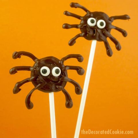 chocolate spiders -- chocolate pops for Halloween -- the decorated cookie