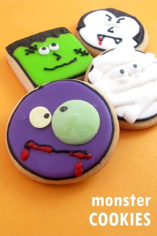 Monster face cookies for Halloween -- Halloween fun food idea