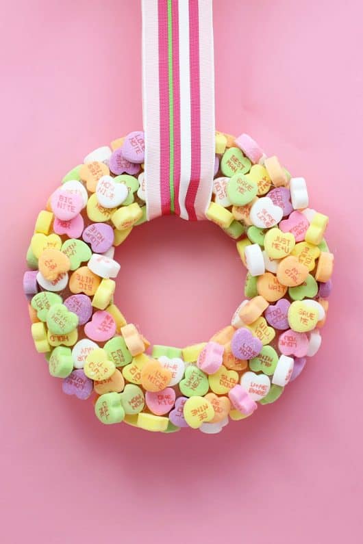 conversation heart crafts home decor for Valentine's Day -- wreath and ...