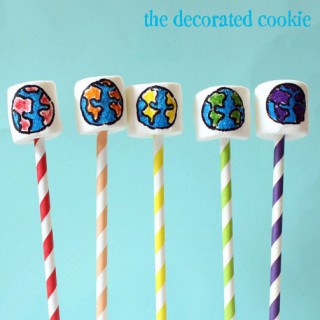 How to make rainbow Earth Day marshmallows with food coloring pens.