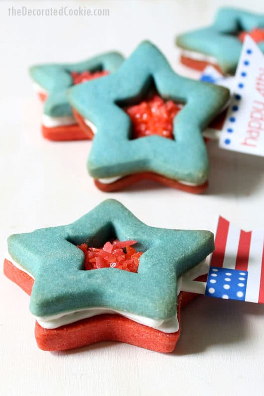 POP ROCKS STAR COOKIES, sandwich cookies for 4th of July dessert