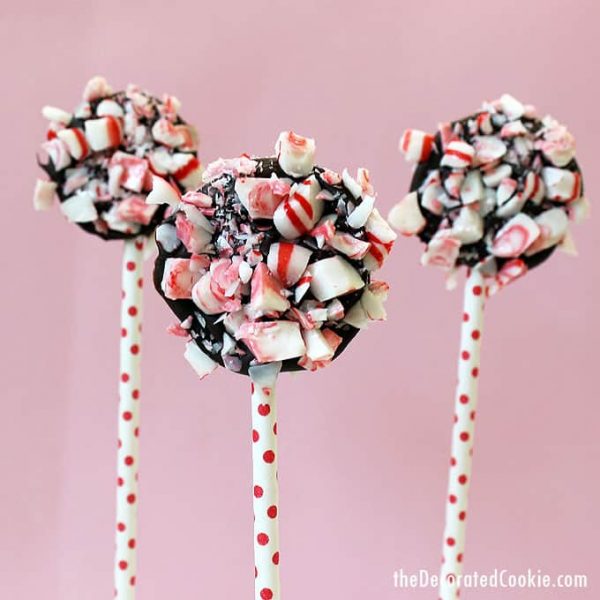 chocolate peppermint pops for Christmas are an easy holiday treat to make