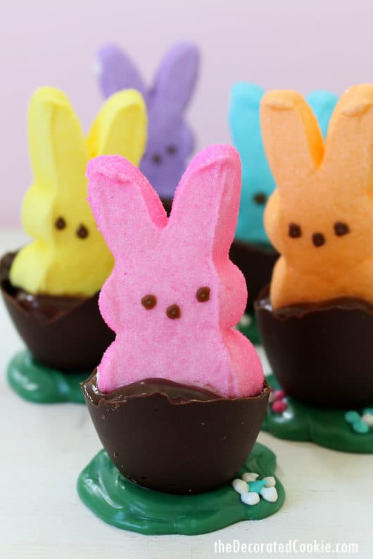 How to make Peeps bunnies in chocolate eggs for Easter.