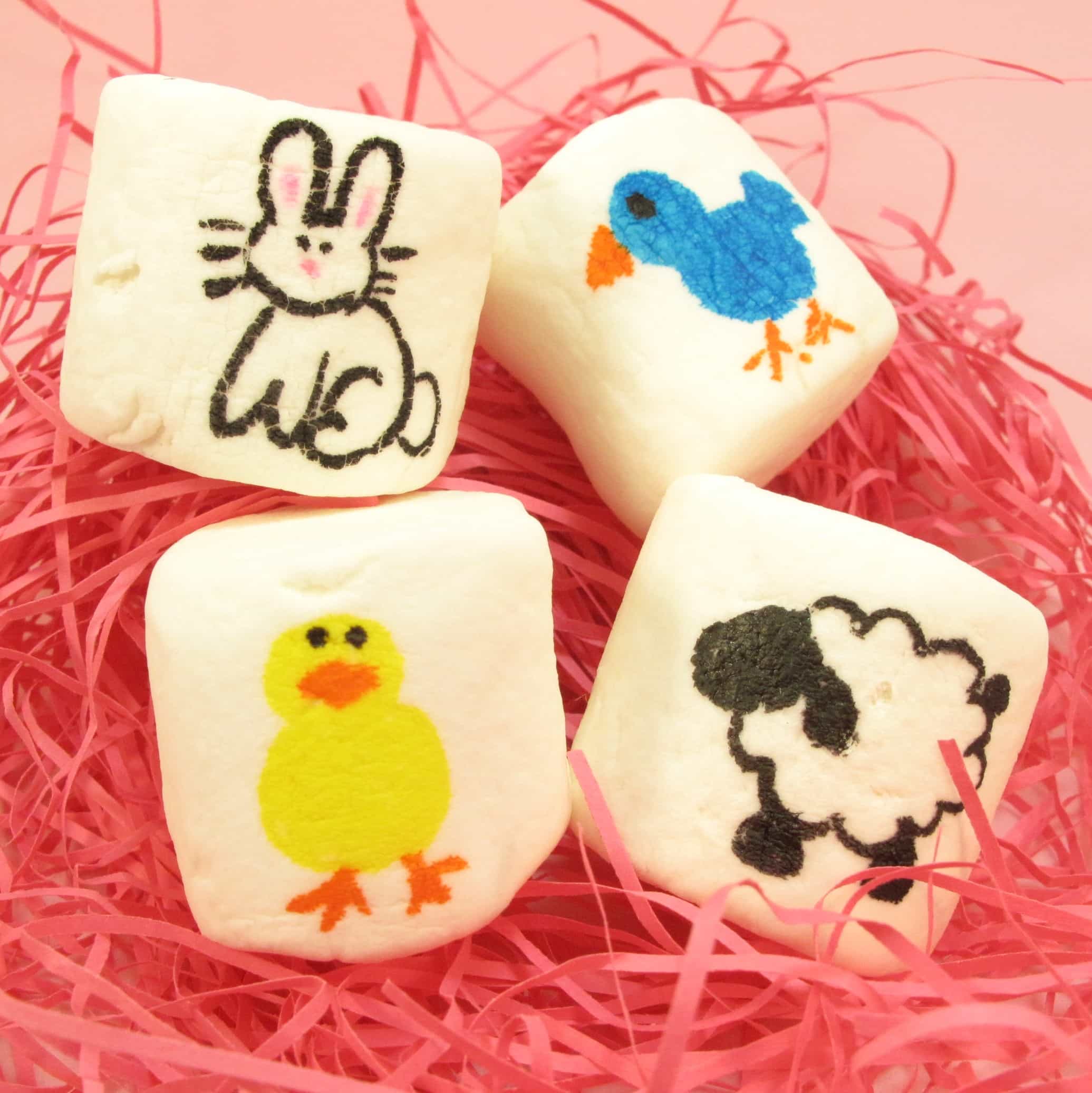Easter marshmallows: Draw Easter animals on marshmallows