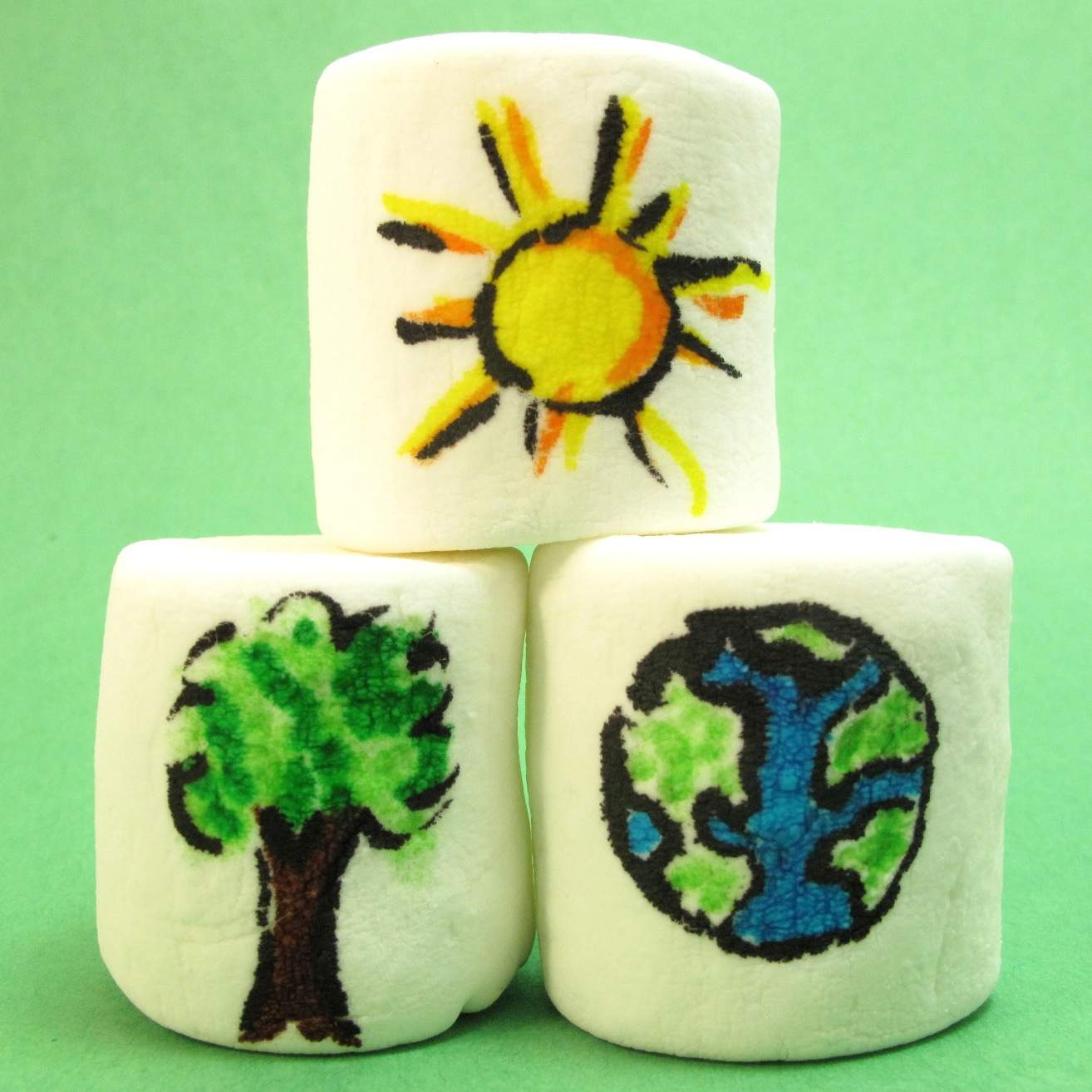 Earth day marshmallows - Decorate marshmallows with food coloring pens.