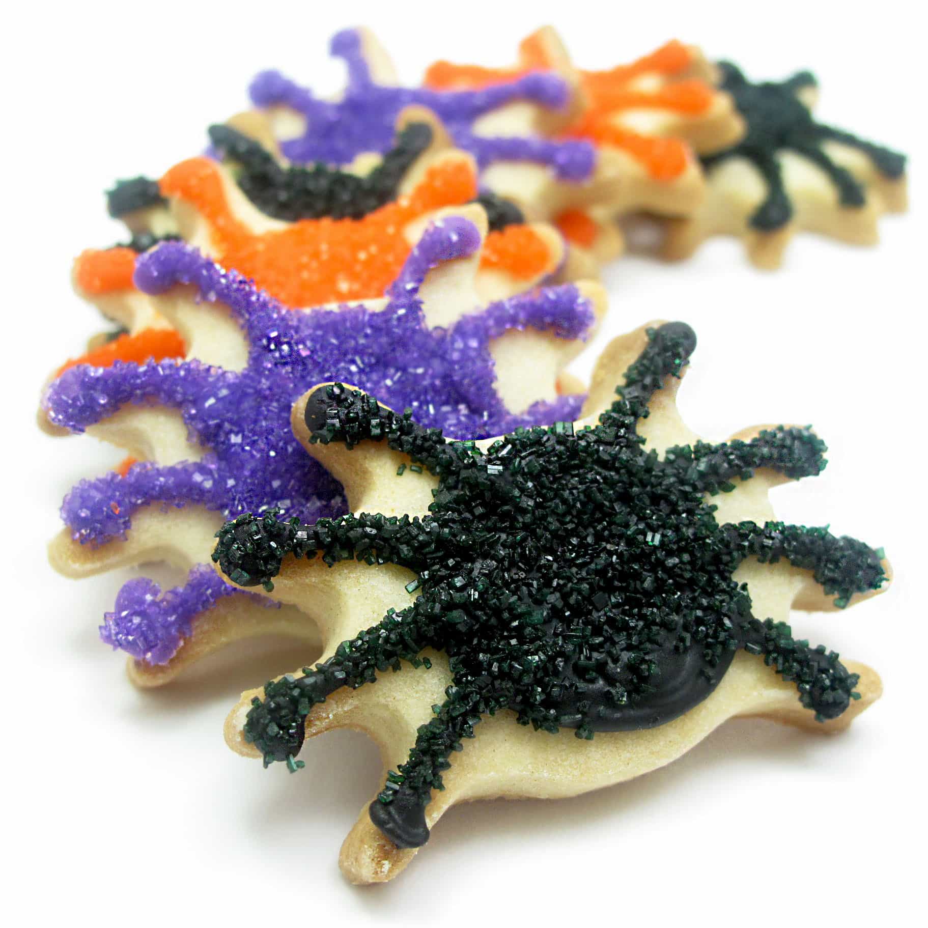SPIDER COOKIES -- sparkly spider cookies for Halloween