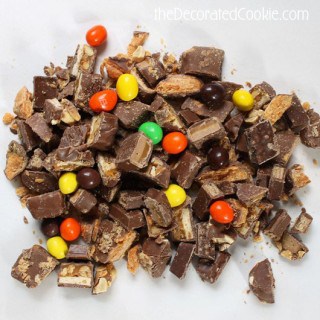 leftover Halloween candy chocolate bark -- make a new dessert