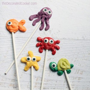 SEA ANIMAL CANDY POPS -- A fun food idea for summer.