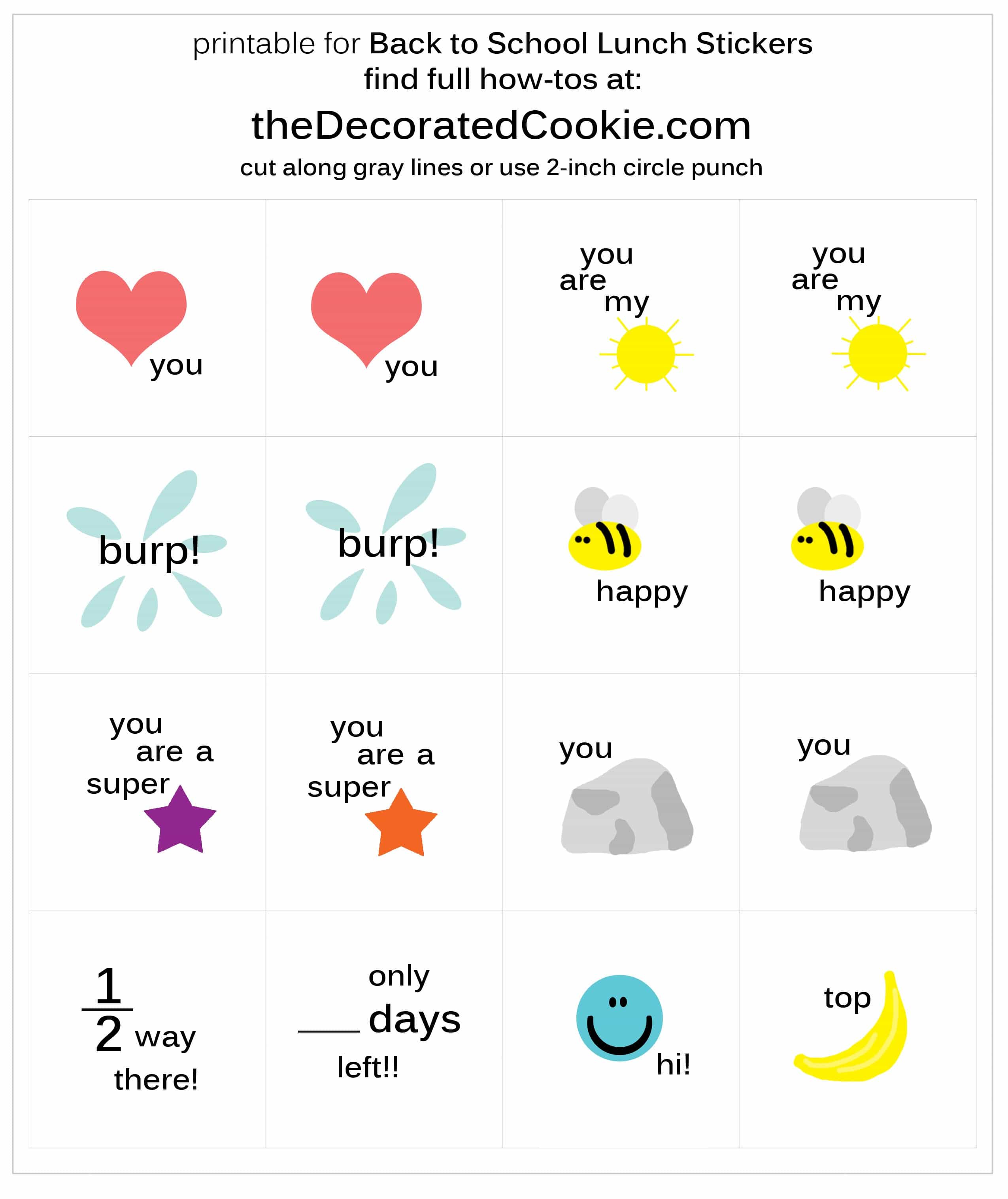 LUNCH BOX STICKERS! Back to school with free printables.