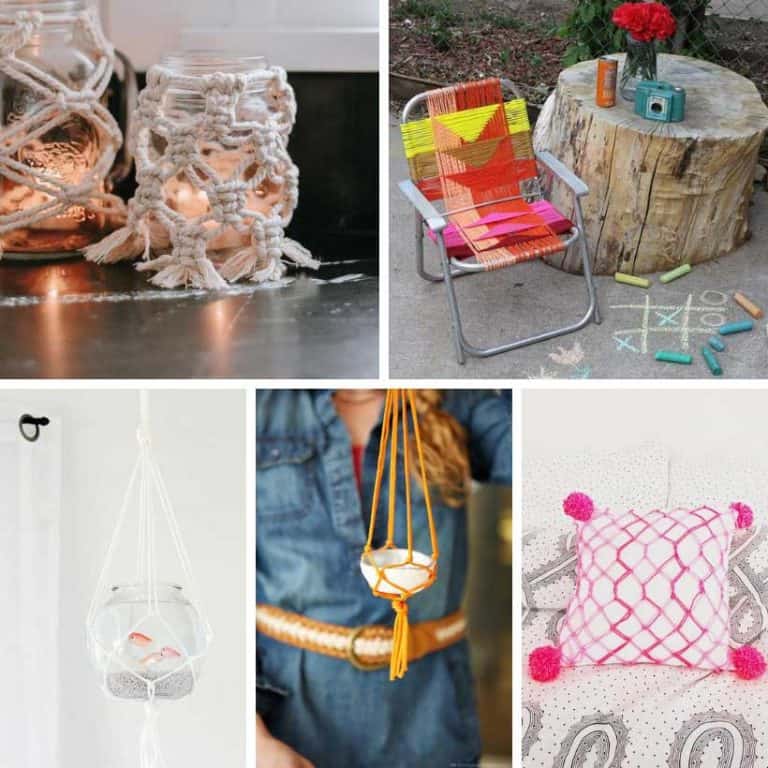 Roundup of 20 modern macrame projects -- retro macrame crafts and DIY.