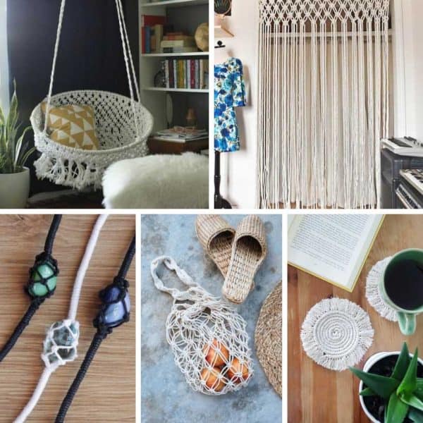 Roundup of 20 modern macrame projects -- retro macrame crafts and DIY.