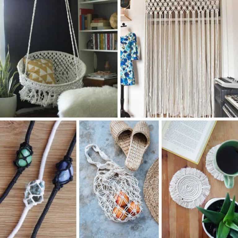 Roundup of 20 modern macrame projects -- retro macrame crafts and DIY.