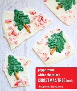 CHRISTMAS TREE WHITE CHOCOLATE BARK with peppermint