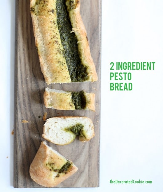 two-ingredient pesto bread for an easy, delicious appetizer idea