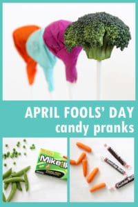 April Fools' Day candy jokes with hidden vegetables.