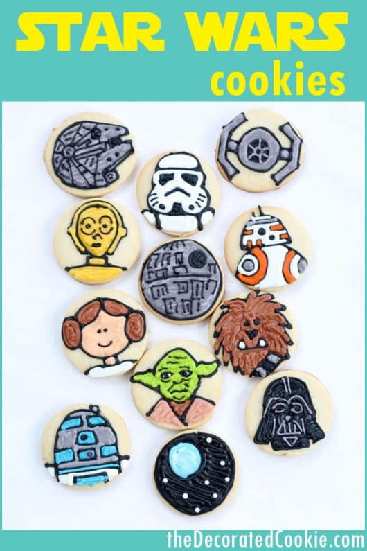 How to make and decorate Star Wars cookies on simple circles.