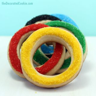 Olympic rings cookies for your Olympics party, summer or winter.