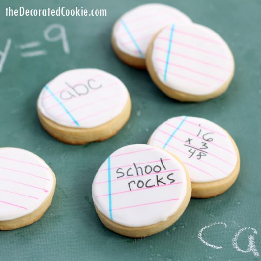 back to school cookies: Notebook cookies you can actually write on!