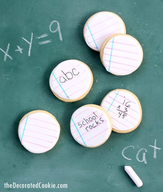 back to school cookies: Notebook cookies you can actually write on!