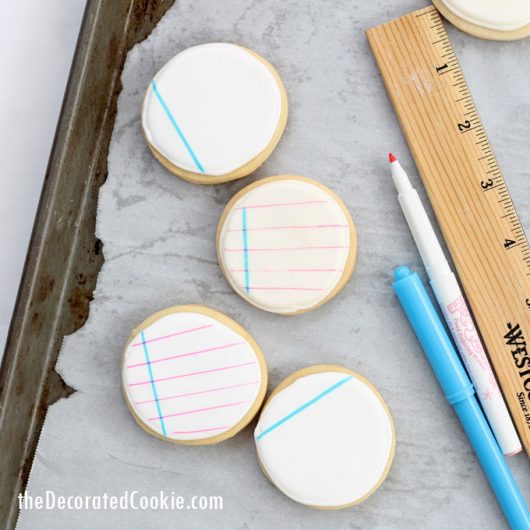 back to school cookies: Notebook cookies you can actually write on!