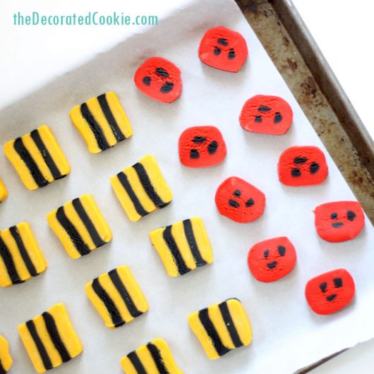 Simple ladybug and bumble bee slice and bake cookies