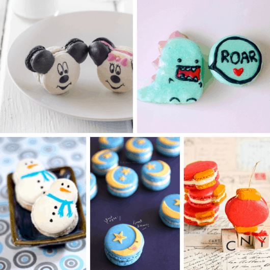 roundup of cute macarons -- fun food ideas using macarons.