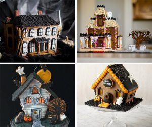 roundup of 20 spooktacular HALLOWEEN GINGERBREAD HOUSES