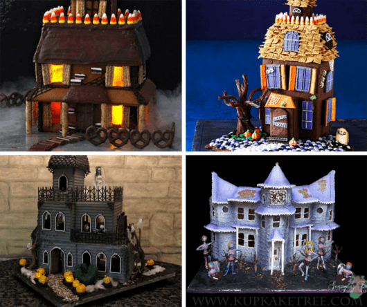 roundup of 20 spooktacular HALLOWEEN GINGERBREAD HOUSES