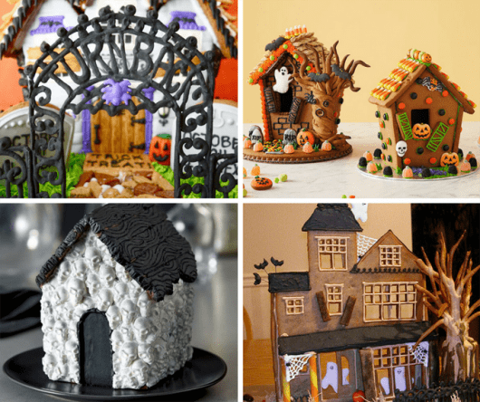 roundup of 20 spooktacular HALLOWEEN GINGERBREAD HOUSES