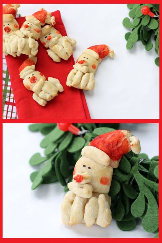 Santa dinner rolls for Christmas dinner using store bought dough