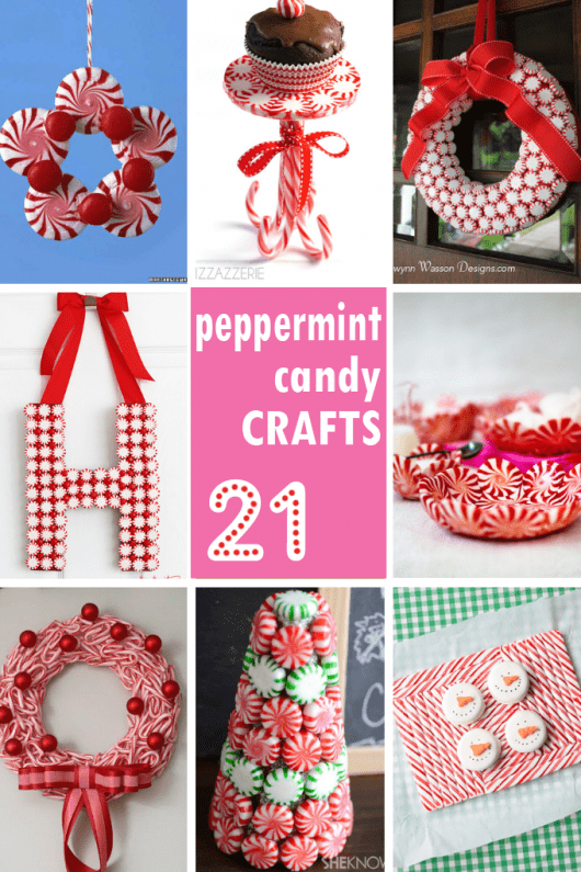 A roundup of 21 peppermint candy crafts for Christmas