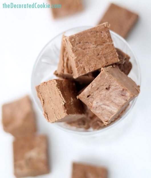 4 ingredient White Russian boozy fudge, chocolate, vodka, and Kahula