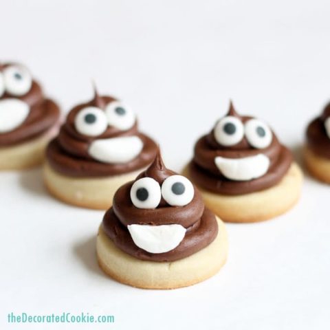 poop emoji cookies, mini cookies for an emoji party