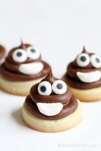 poop emoji cookies, mini cookies for an emoji party