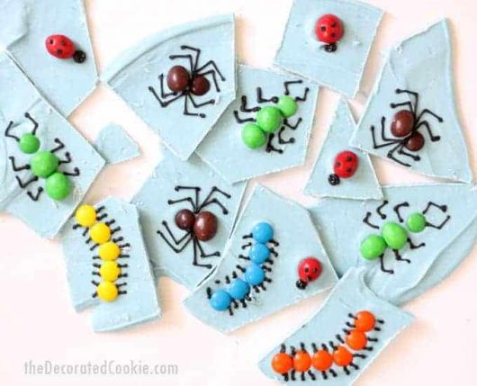 bug chocolate bark is an easy treat for a bug party or Halloween party