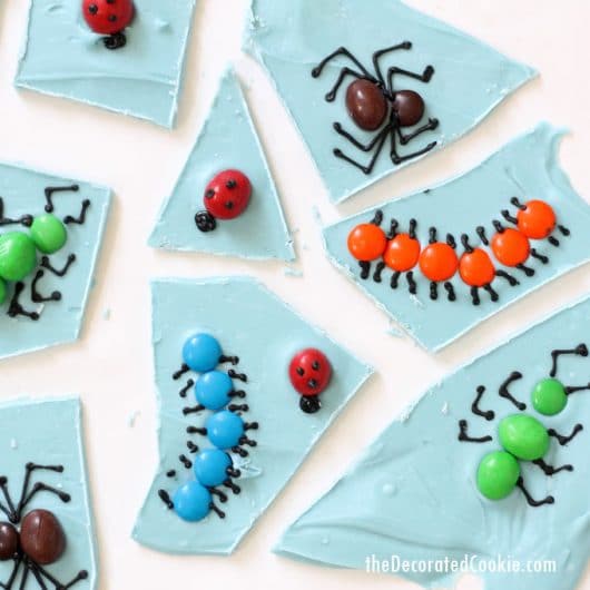 bug chocolate bark is an easy treat for a bug party or Halloween party