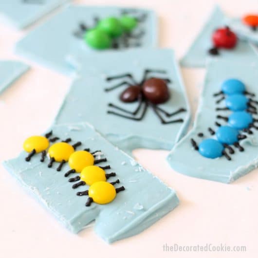 bug chocolate bark is an easy treat for a bug party or Halloween party