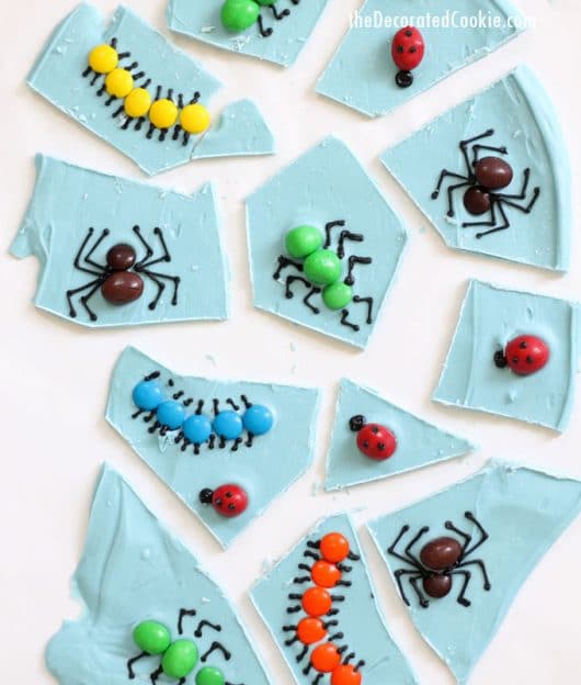 bug chocolate bark is an easy treat for a bug party or Halloween party