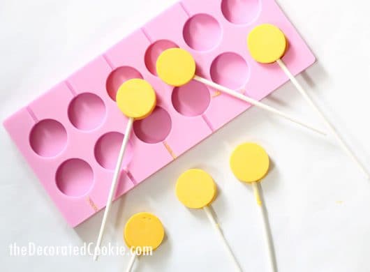 Emoji candy! Easy pops with the silcone lollipop mold -- chocolate pops