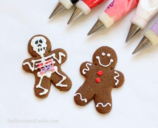 Halloween gingerbread man with anatomy -- scary Halloween cookies
