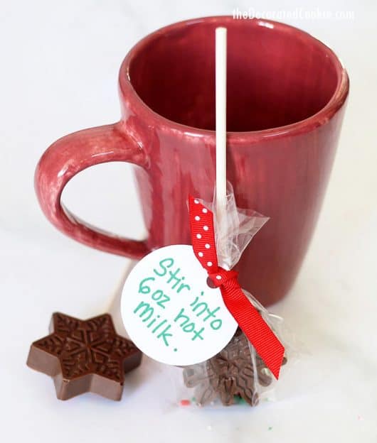snowflake hot chocolate on a stick homemade holiday gift idea