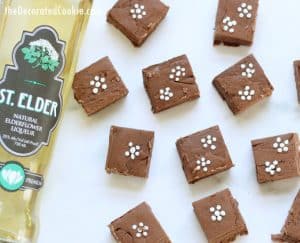 3-ingredient elderflower boozy fudge is a liquor-filled, chocolate dessert