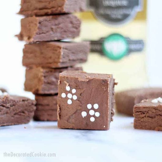 3-ingredient elderflower boozy fudge is a liquor-filled, chocolate dessert